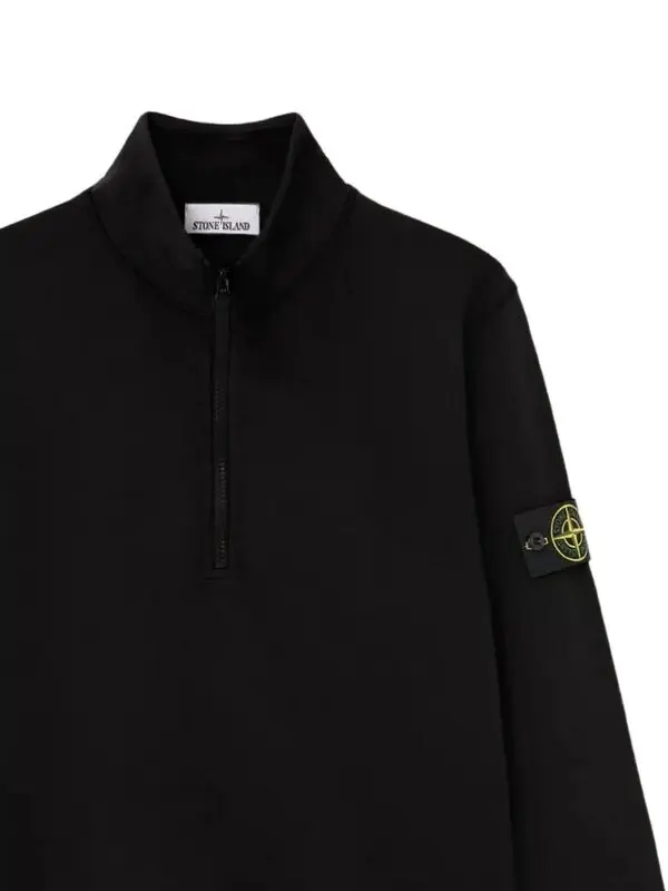 Stone Island 6100070 Organic-cotton Fleece Regular-fit Half-zip Sweatshirt - Black