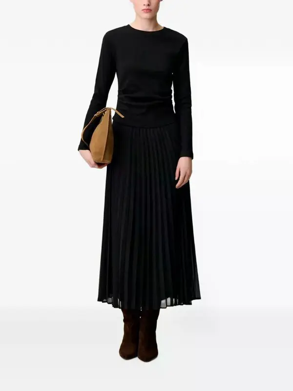 Claudie Pierlot Bi-material T-shirt Midi Dress - Black