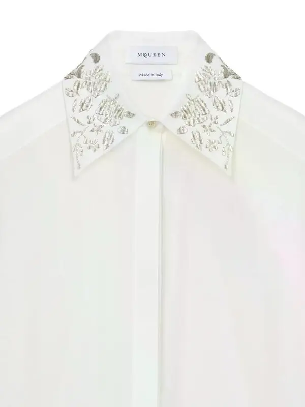 Alexander McQueen Floral Embroidered Silk Crêpe De Chine Shirt