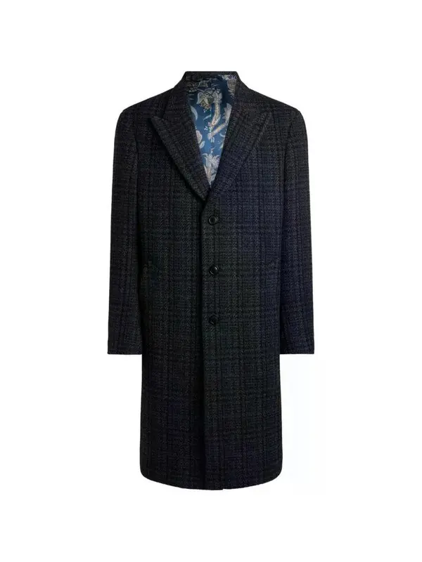 Etro Wool And Cashmere Coat With Check Motif
