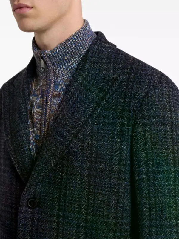 Etro Wool And Cashmere Coat With Check Motif