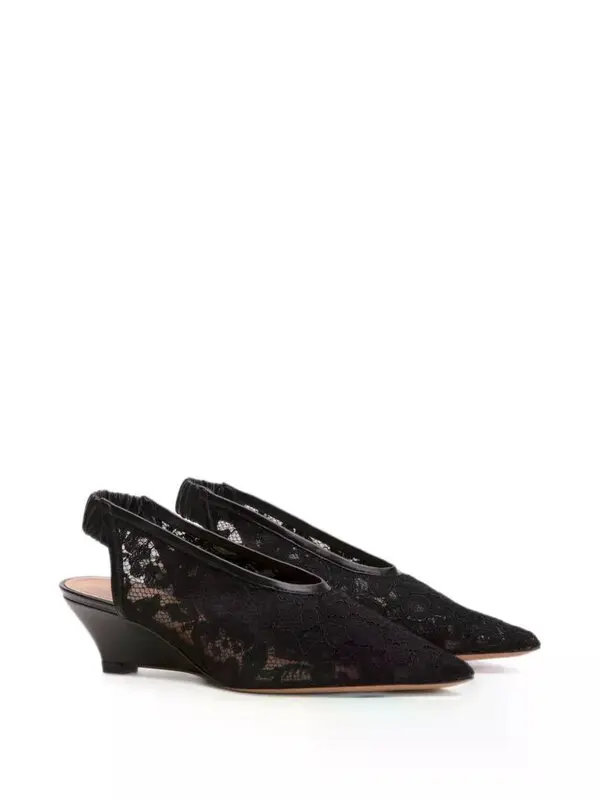 ODISSI Maria Lace Heeled Pumps - Black