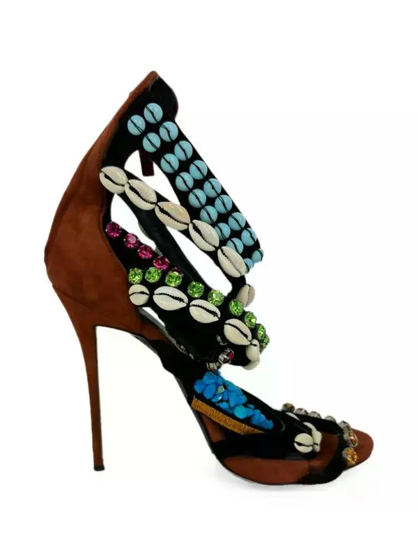 GIUSEPPE ZANOTTI 2010s Embellished Seashell Sandals - Brown