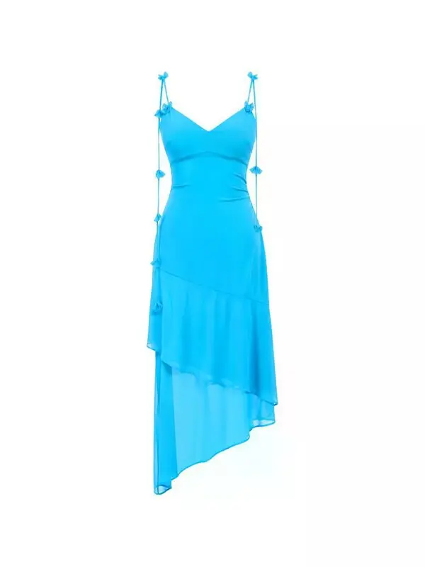 Guess Stefani Ruffled Asymmetric-hem Dress - Blue