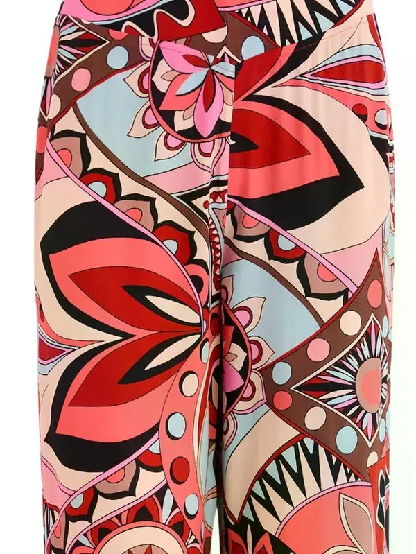 Rixo Aubree Swirl Print Wide Leg Trousers