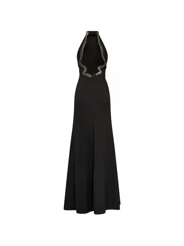 ALINA Embellished Open-back Maxi Dress Snake Embroidered