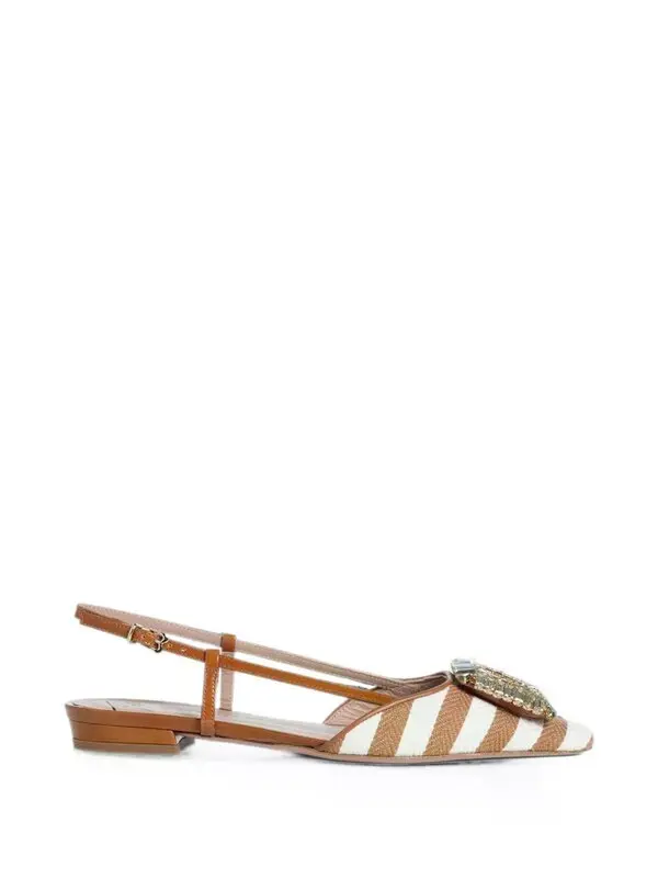 Roberto Festa Mimma Crystal-embellished Striped Flat Pumps