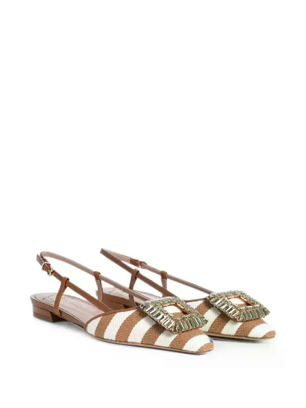 Roberto Festa Mimma Crystal-embellished Striped Flat Pumps