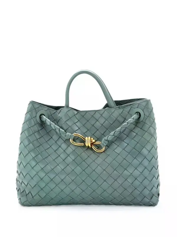 Bottega Veneta Andiamo Top Handle Bag Intrecciato Nappa Medium Satchel - Green