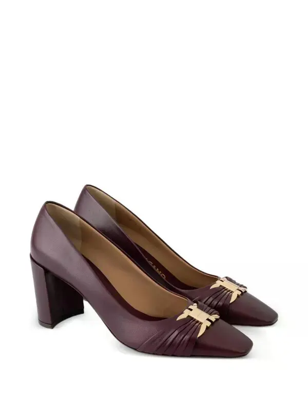 FERRAGAMO Gancini Ornament Pumps With Bock Heel - Red