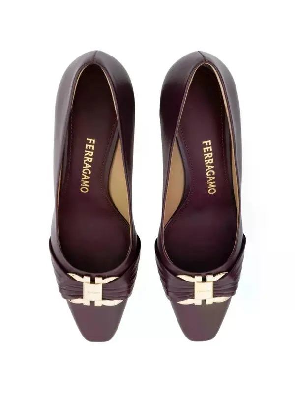 FERRAGAMO Gancini Ornament Pumps With Bock Heel - Red
