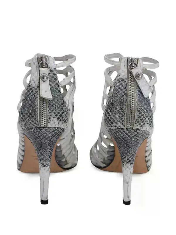 STUART WEITZMAN Python-embossed Strappy Stiletto Sandals