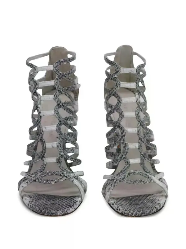 STUART WEITZMAN Python-embossed Strappy Stiletto Sandals