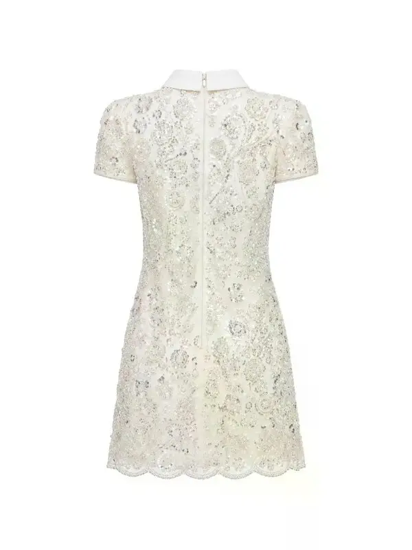 SELF-PORTRAIT Cream Sequin Embellished Mini Dress