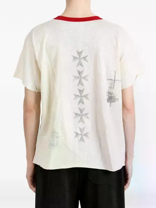 SAITOS Graphic-print Raw-edge T-shirt