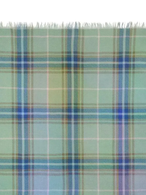 Eric Bompard Mini Tartan Fringed Scarf - Green