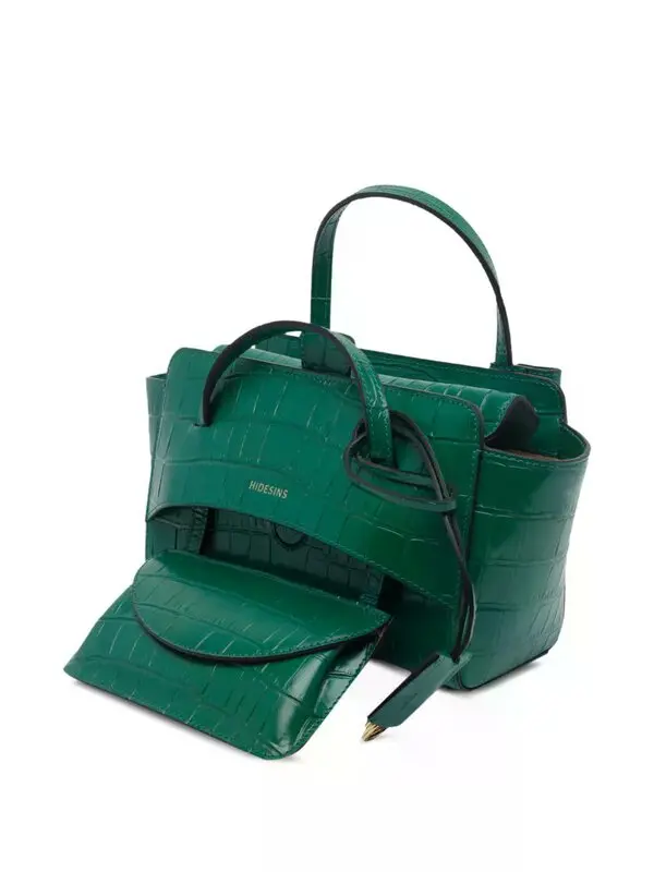 HIDESINS Small Flap Crocodile-effect Patent Leather Tote Bag