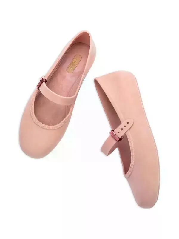 Melissa Soft Buckle-fastening Velvet-effect Ballet Flats