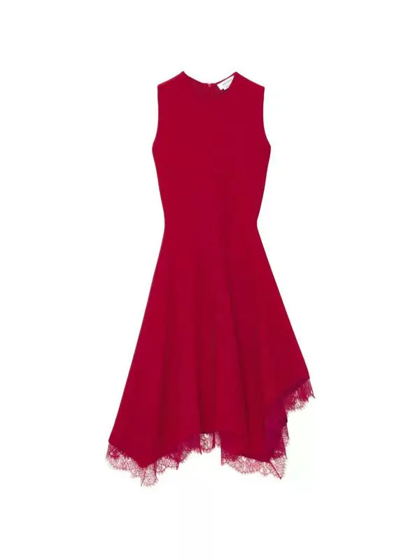 Alexander McQueen Sleeveless Lace Trimmed A-line Dress - Red