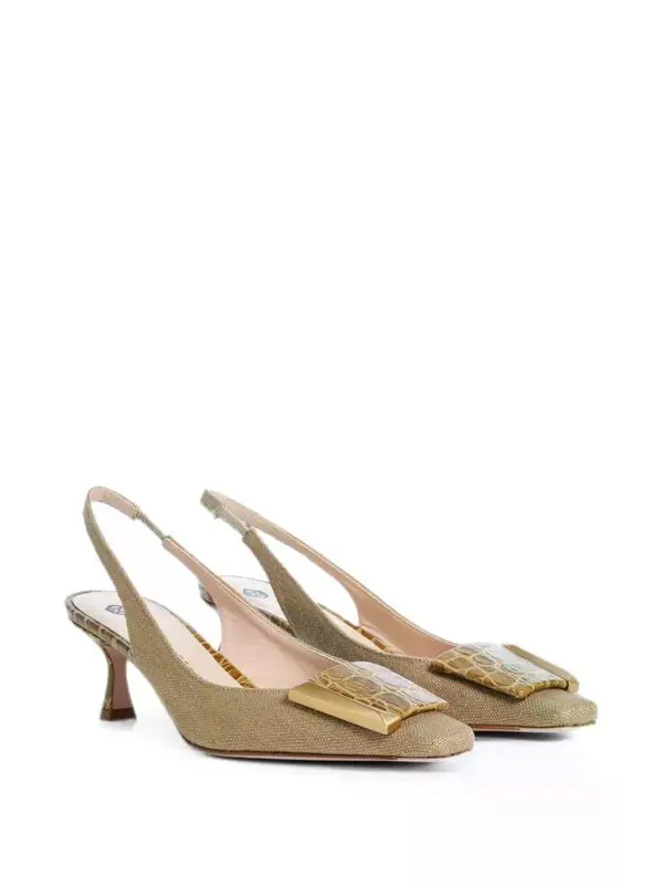 Roberto Festa Arienne Crocodile-effect Appliqué Slingback Pumps