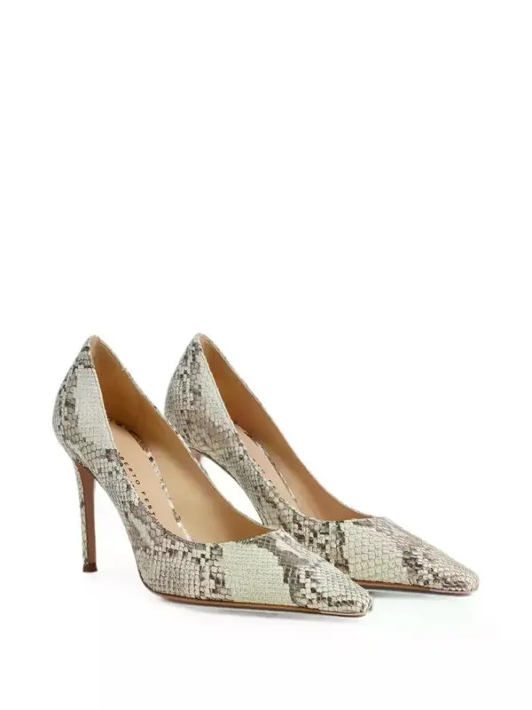 Roberto Festa Elais Snake-effect Leather Heeled Pumps - Grey