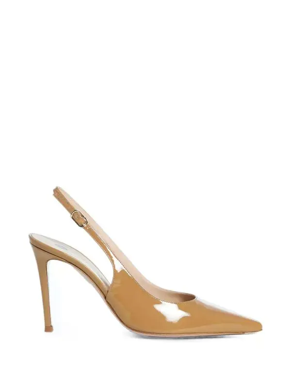 Roberto Festa Patent Leather Slingback Stiletto Pumps - Neutrals