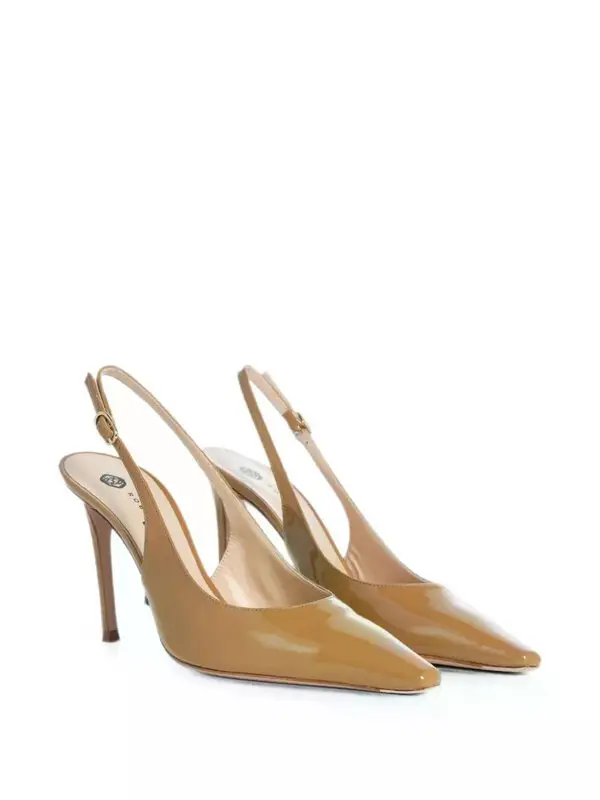 Roberto Festa Patent Leather Slingback Stiletto Pumps - Neutrals