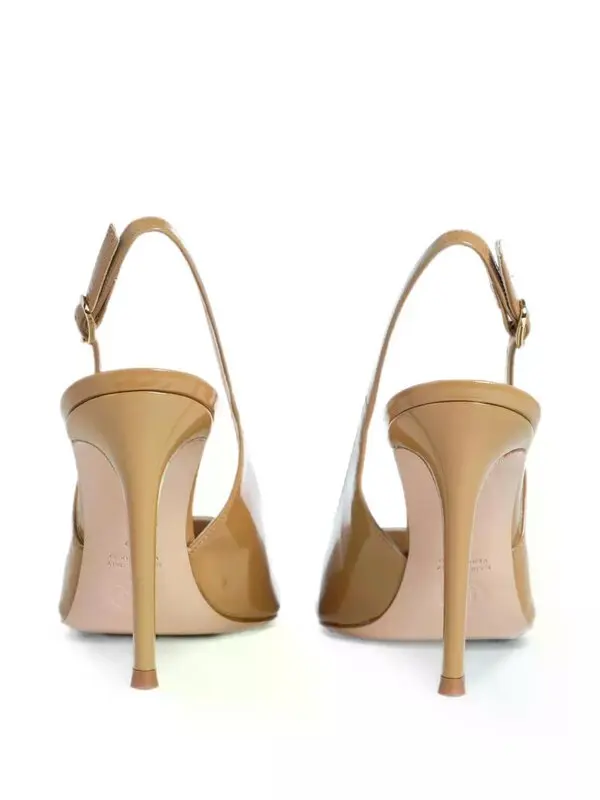 Roberto Festa Patent Leather Slingback Stiletto Pumps - Neutrals
