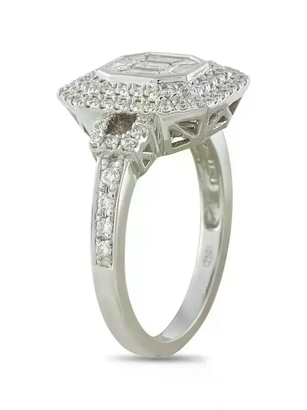 LB EXCLUSIVE 18k White Gold Diamond Halo Ring