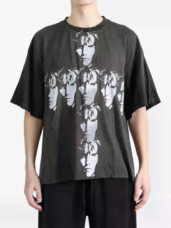 SAITOS Wormhole Graphic-print Distressed T-shirt