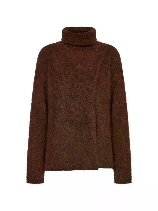 UMA WANG Brushed Texture Wrap-effect Turtleneck Sweater