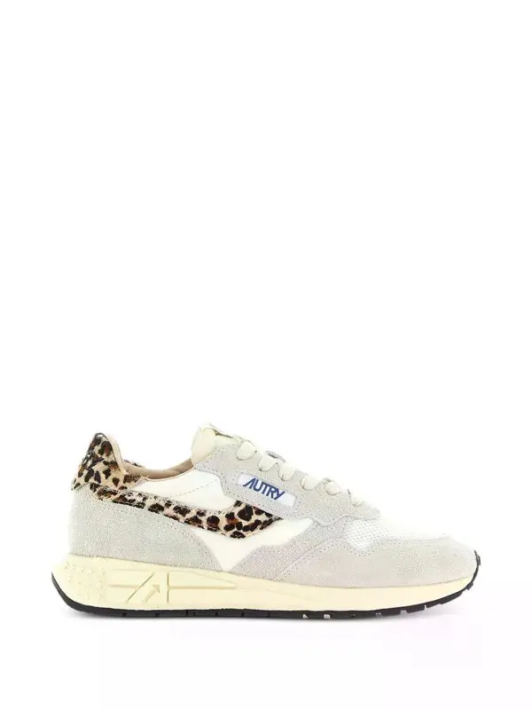 AUTRY Reelwind Low Sneakers In Nylon And Suede Color White And Leopard - Grey