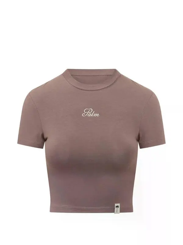 Palm Angels Cropped T-shirt With Embroidered Logo