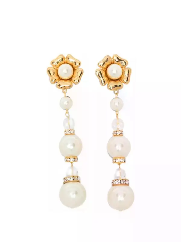 Alessandra Rich Faux-pearl Drop Earrings - Gold