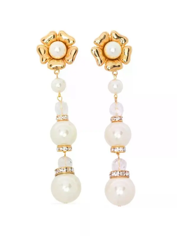 Alessandra Rich Faux Pearl Drop Earrings - Gold