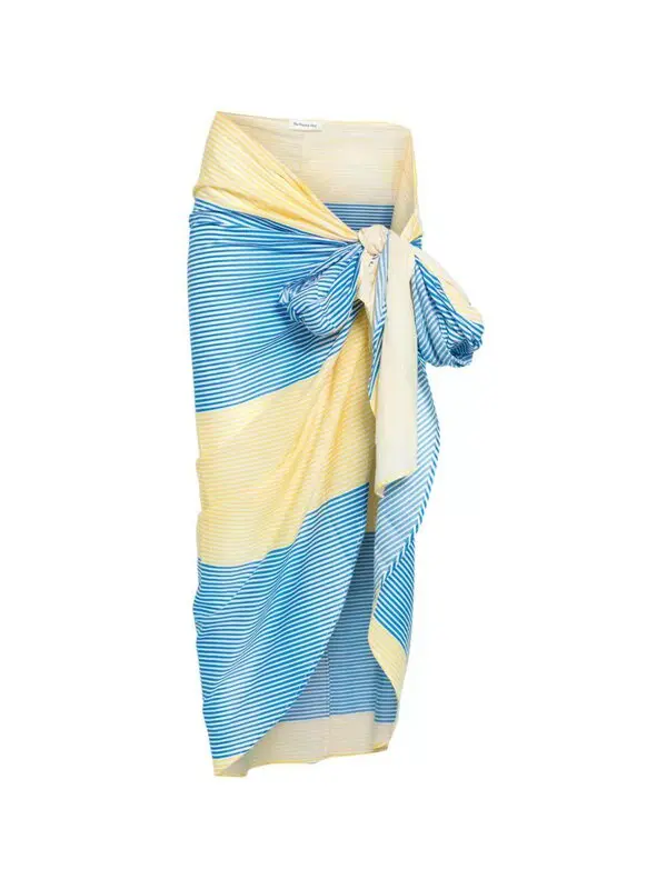 THE FRANKIE SHOP Thira Striped Wrap-style Skirt - Blue