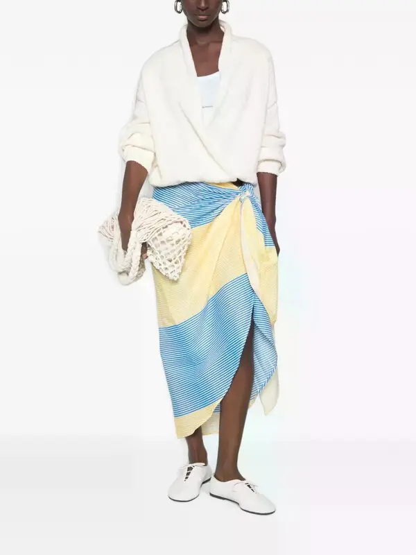 THE FRANKIE SHOP Thira Striped Wrap-style Skirt - Blue