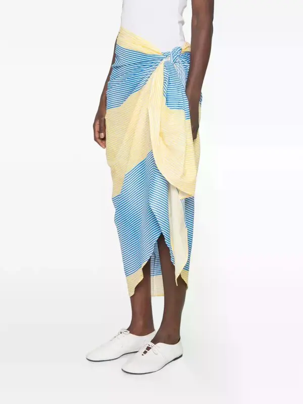 THE FRANKIE SHOP Thira Striped Wrap-style Skirt - Blue