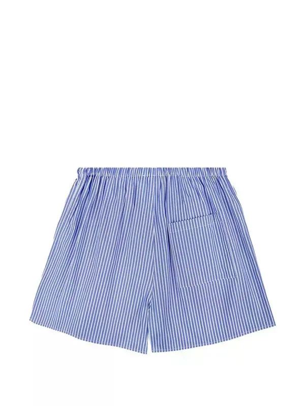 SPORTY & RICH Ny Crest Striped Shorts - Blue