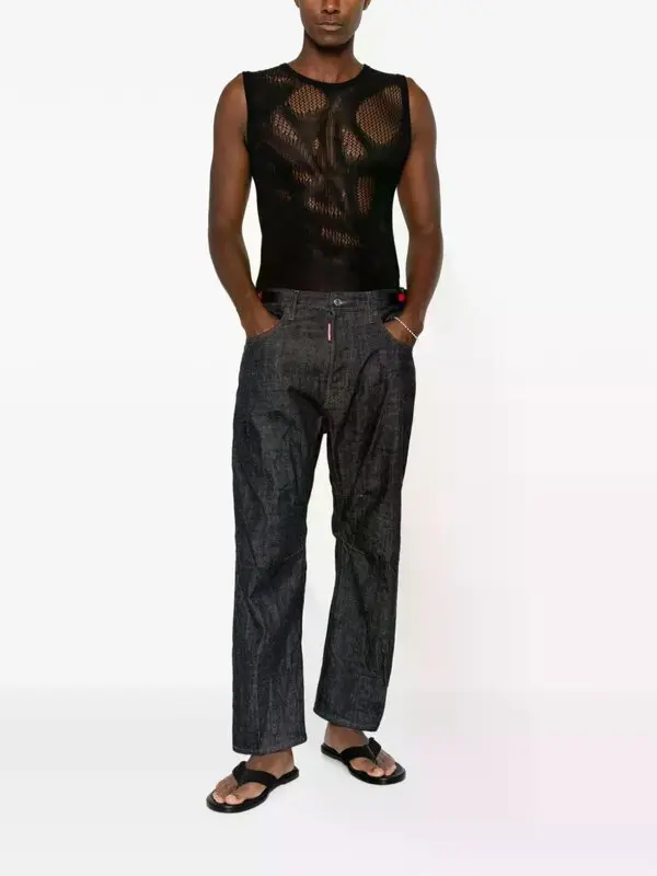 Dsquared2 Dark Wash Logo Patch Jeans