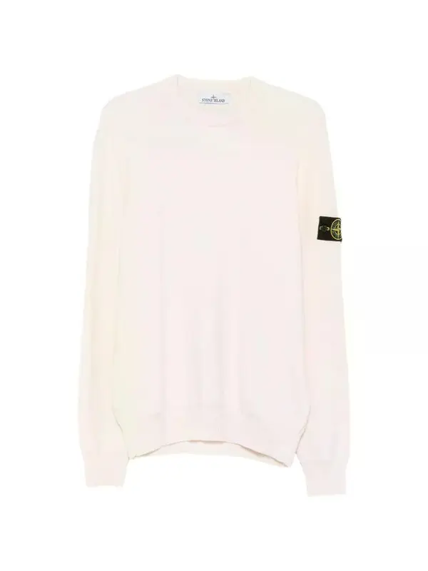 Stone Island Logo Patch Crew Neck Sweater - Neutrals
