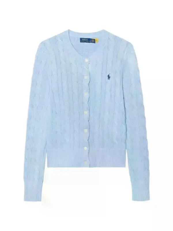 Polo Ralph Lauren Cable Knit Cotton Cardigan With Embroidered Logo