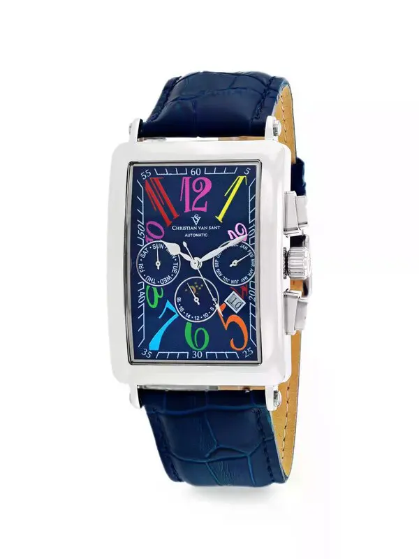 CHRISTIAN VAN SANT Prodigy 52mm Rectangular Watch With Multi-color Numerals