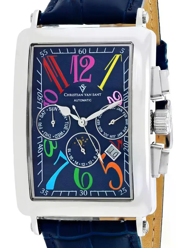 CHRISTIAN VAN SANT Prodigy 52mm Rectangular Watch With Multi-color Numerals