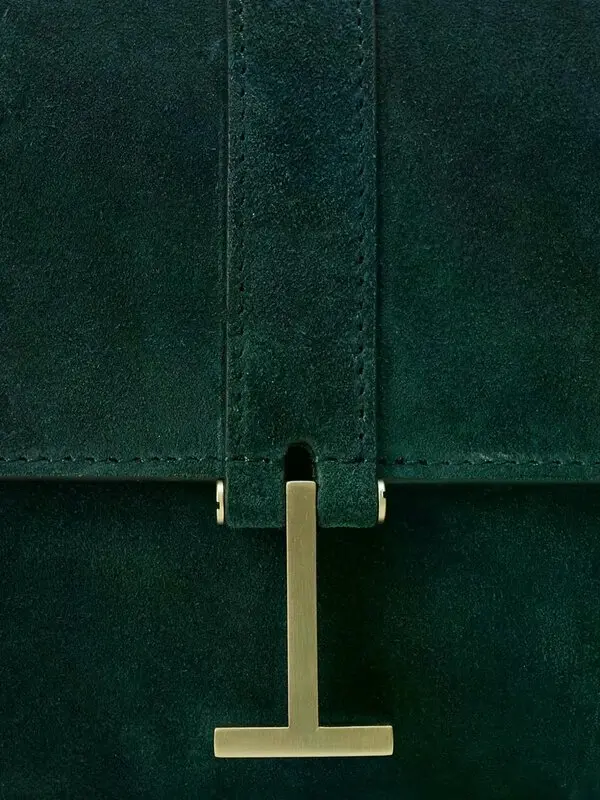 TOM FORD T-clasp Suede Clutch Bag