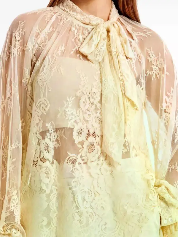 VICOLO Lace-panelled Pussy-bow Blouse