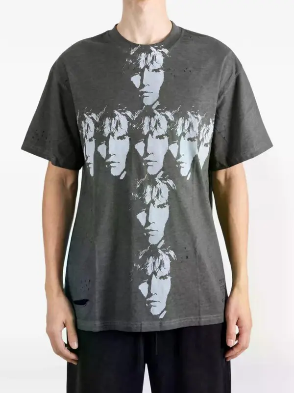 SAITOS Wormhole Distressed Graphic-print T-shirt