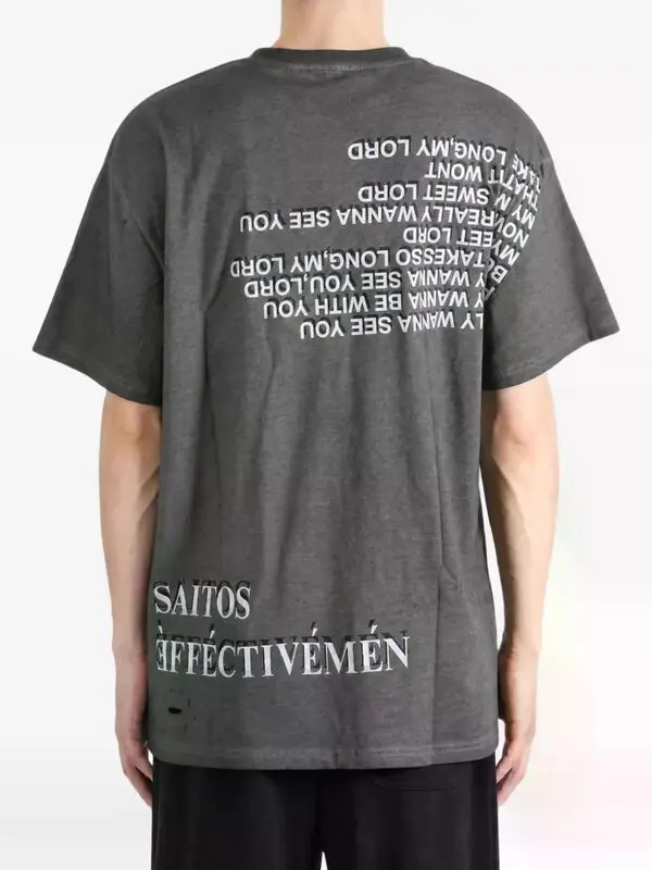 SAITOS Wormhole Distressed Graphic-print T-shirt