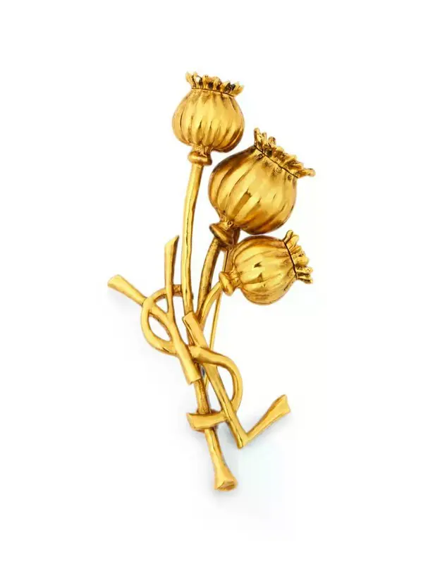 Saint Laurent Cassandre Poppy Brooch In Metal