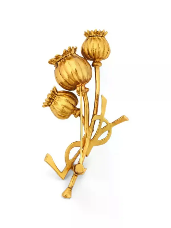 Saint Laurent Cassandre Poppy Brooch In Metal
